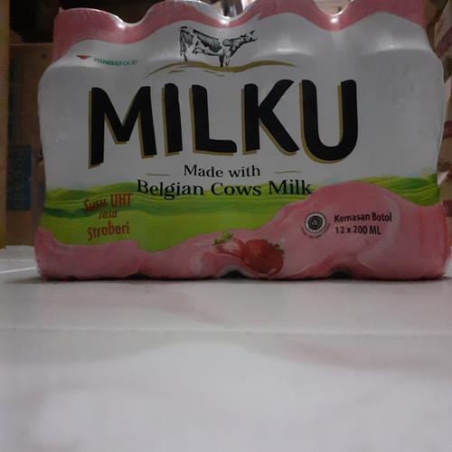 Jual Susu uht Milku botol 200ml isi 12 belgian cows milk wingsfood ...