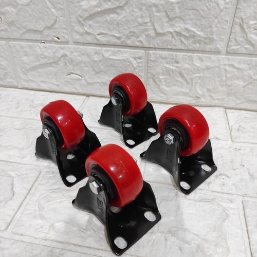 Jual RODA PVC MERAH 2" RODA TROLI MEJA ETALASE MATI HIDUP REM RODA ...