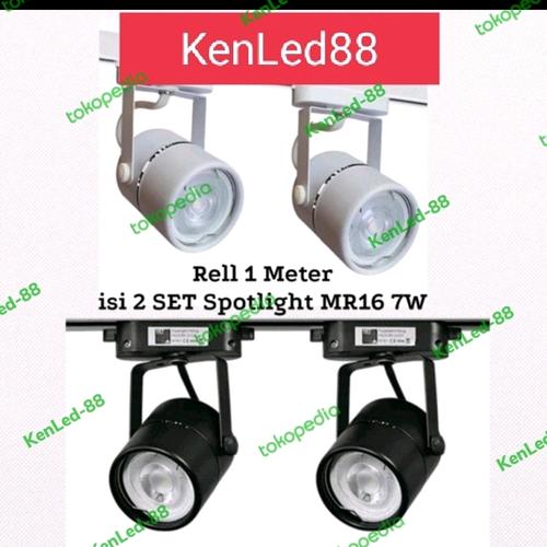 Jual Lampu Track Light Led SpotLight 7W 7Watt Mr16 Set isi 2/Rell ...