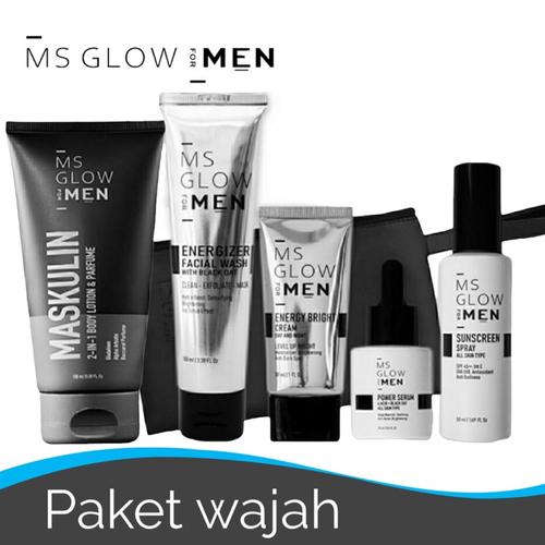 Promo Paket MS Glow For Men - Facial Wash Cream Serum Sunscreen Lotion ...