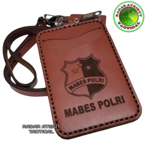 Jual Holder ID Card Kulit Asli - Tali Lanyard Nametag Logo MABES POLRI ...