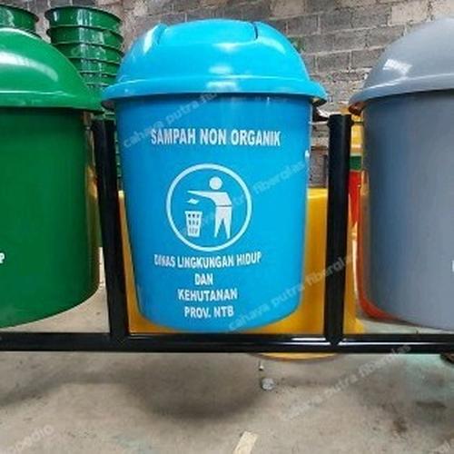 Jual tong sampah outdoor 3 pilah kapasitas 50 liter/ tempat sampah ...