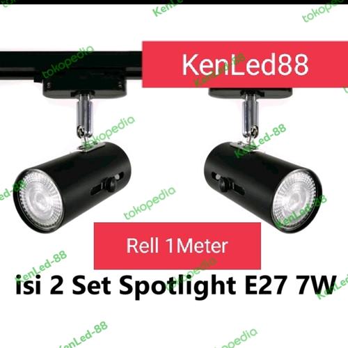 Jual Lampu Track Light Led SpotLight 7W 7Watt E27 Set isi 2/Rell 1Meter ...