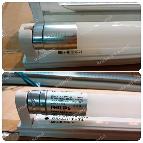 Jual lampu tl T8 neon led glass 18W 20W 16W Philips Satu Set Kap 120CM ...