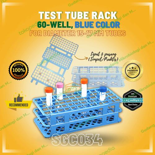 Jual Test Tube Rack, 60 Wells, for Tube Diameter 15-17 mm, Blue - Kab ...