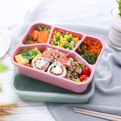 Promo Lunch Box Kotak Bekal Bento Wheat Gandum 4 Sekat Merk - Merah ...