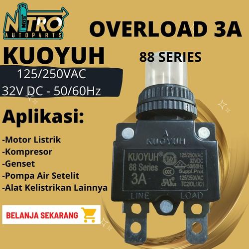 Jual ORIGINAL Overload 3A Thermal Circuit Breaker Kuoyuh 88 Series ...