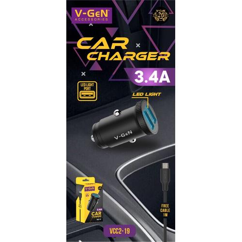 Jual Car Charger V-GeN VCC2-19 3.4A Dual Port USB LED Charger Mobil ...