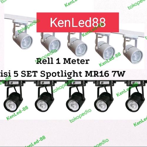Jual Lampu Track Light Led SpotLight 7W 7Watt Mr16 Set Isi 5/Rell ...