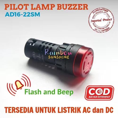 Promo Pilot Lamp Buzzer LED AD16-22SM AC/ACDC 220V - DC 24V - Kab ...