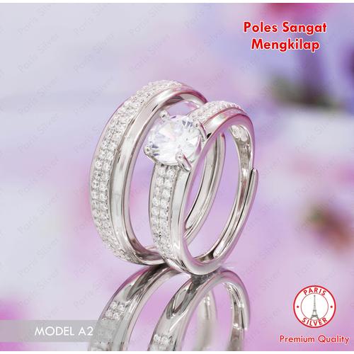 Jual Cincin Kawin Couple Sepasang Pria Wanita Nikah Tunangan Perak 925 - A4, 1 Cincin Wanita ...