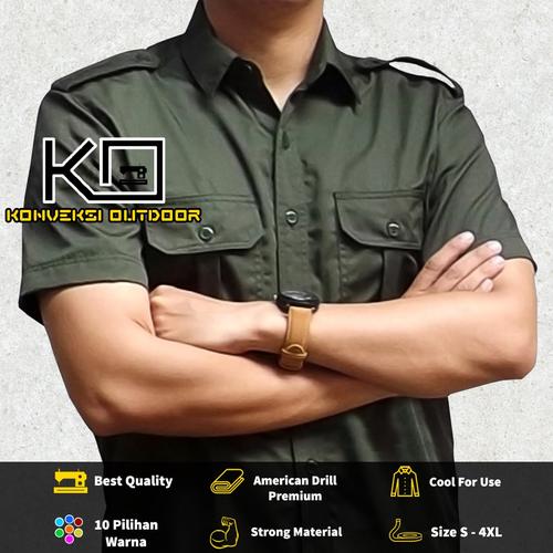 Jual KEMEJA PDL LAPANGAN LENGAN PENDEK OUTDOOR Kantor Partai PDH Hijau ...