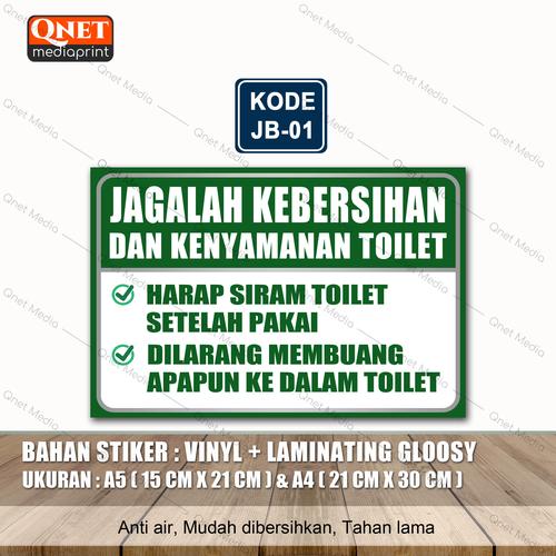 Jual STIKER JAGALAH KEBERSIHAN TOILET + LAMINASI GLOSSY - JB - 01, A4 ...