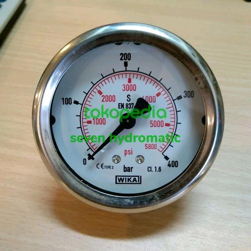 Jual PRESSURE GUAGE WIKA 400 BAR 5800 PSI DIA 2,5" DRAT BELAKANG 1/4 ...