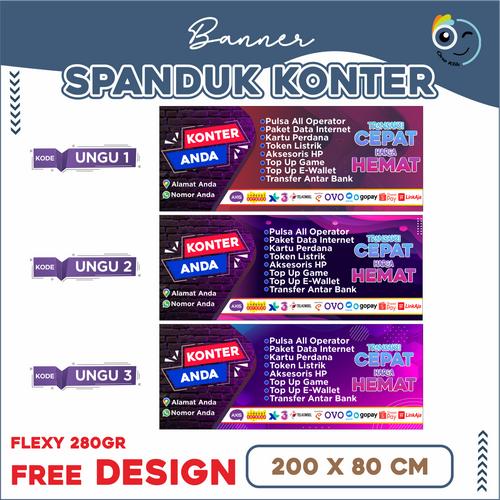 Jual Banner Spanduk Konter Pulsa / Spanduk konter murah / Variasi UNGU ...