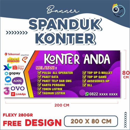Jual Banner Spanduk Konter Pulsa / Spanduk konter murah / Variasi WARNA ...