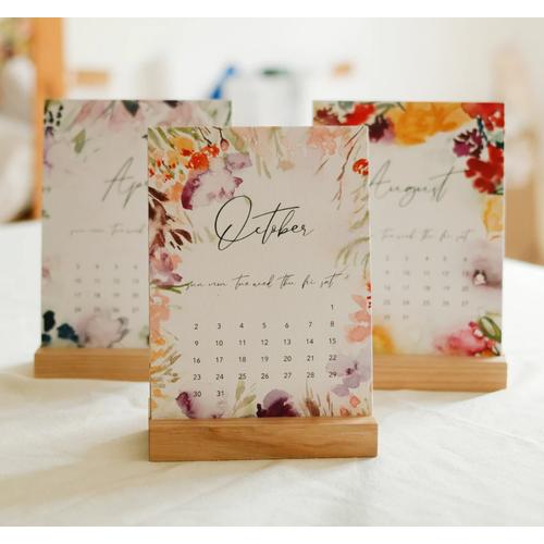 Jual Kalender Meja 2023 Tatakan Kayu / Wood Table Desk Calendar Custom ...