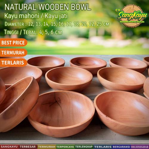 Jual Mangkok kayu besar kecil 12- 25cm mangkok kayu jati cangkir kayu ...