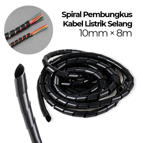 Jual Pembungkus Kabel Spiral (10mm x 8m) Listrik Selang Hitam Pelindung ...