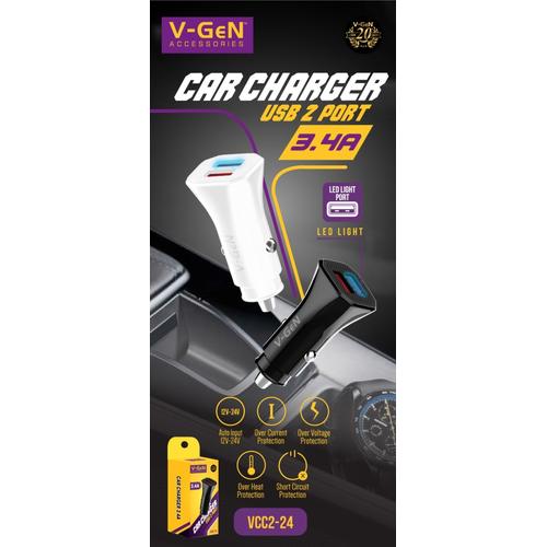 Jual Car Charger V-GeN VCC2-24 Dual LED Port USB 3.4A Charger Mobil ...