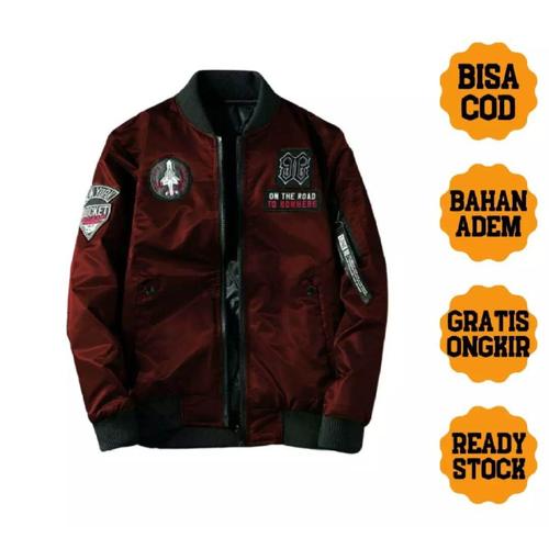 Jual Jaket Bomber On The Road/ Jaket Motor/ Jaket Pria - Merah Marun, M ...