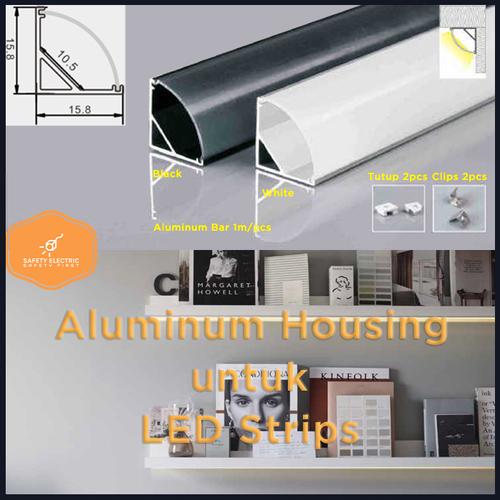 Jual aluminium housing casing untuk lampu led strip rigid bar 1m tebel ...