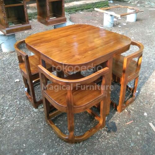 Jual Meja Makan Kotak Minimalis 4 Kursi Jati - Dengan Jok - Kab. Bekasi ...