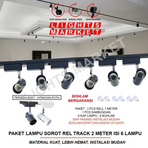 Jual Lampu sorot 1 set isi 6 Rel 2M LED Track light rel spotlight Ulir ...