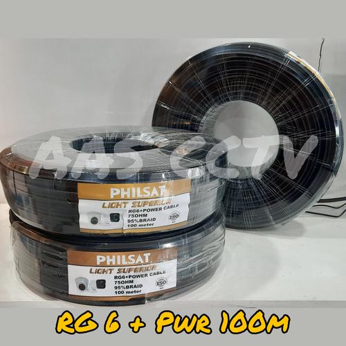 Jual KABEL CCTV COAXIAL RG6+POWER 100M PHILSAT / RG6 100 METER - HITAM ...