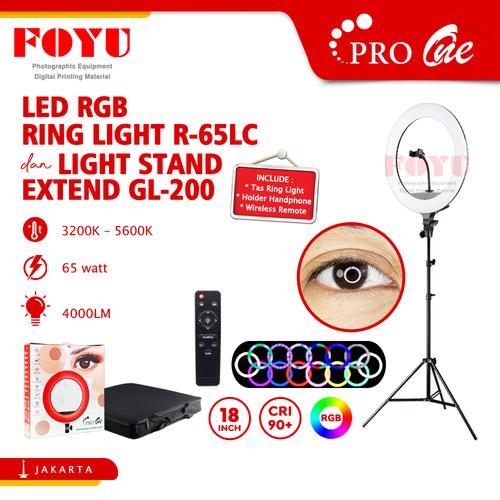 Promo LED 18 Inch Ring Light Color RGB Pro One R-65LC dan Light Stand ...