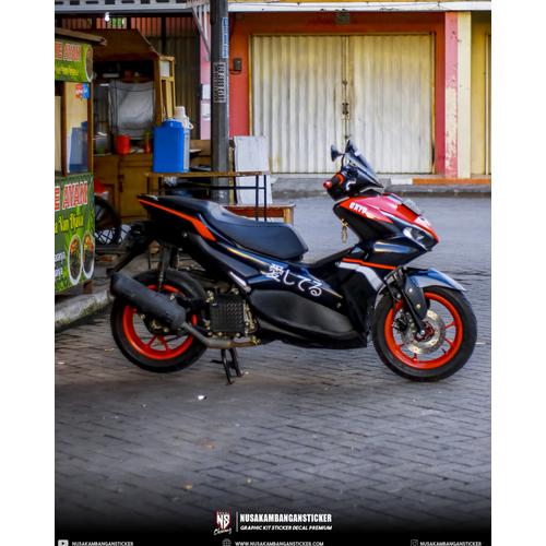 Jual Cutting Stiker Aerox 155 Conected Hitam Merah Decal Sticker ...