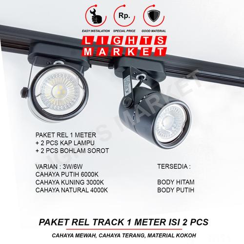 Jual Paket Lampu Sorot Rel 1 Set isi 2 Track Light Rell Spotlight ...