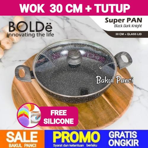Jual BOLDe SUPER PAN 2 EAR WOK WAJAN 30 CM + Lid TUTUP KACA BLACK DARK ...