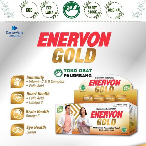 Promo 1 BOX ENERVON GOLD ISI 50 KAPSUL 10 STRIP ENERVON C GOLD LUTEIN ...