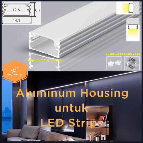 Jual LED Aluminium Casing Housing Bar LED Strip Rigid Bar 1m kap 1cm ...
