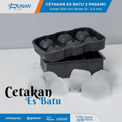 Jual Cetakan Es Batu Bulat Silikon Ice Cube Tray Es Batu Kotak Wine 2 ...