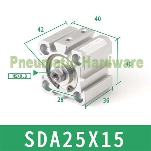 Jual Compact Thin Air Cylinder pneumatic SDA 25x15 SD 25 x 15 SDA25*15 ...