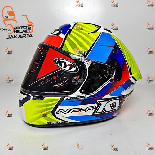 Jual HELM KYT NF-R XAVI FORES 2021 BLUE RED YELLOW DOUBLE VISOR FULL ...