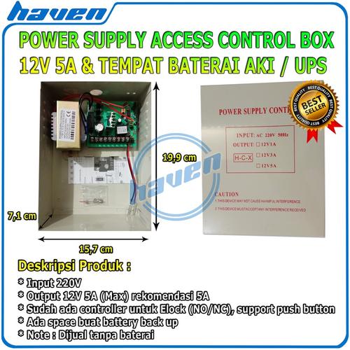 Jual POWER SUPPLY ACCESS CONTROL BOX 12V 5A + TEMPAT BATERAI AKI / UPS ...
