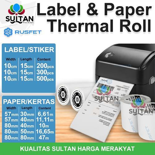 Jual Kertas Thermal Label Thermal Struk Kasir Printer Barcode RUSFET ...