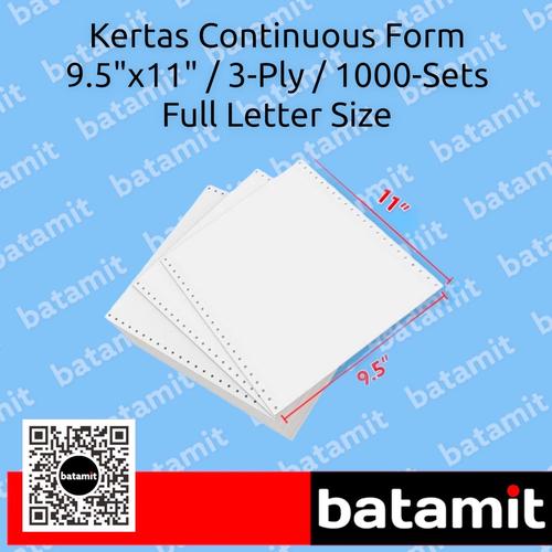 Jual Kertas Continuous Form Full Letter 9.5"x11" - Rangkap 3-Ply 1000 ...