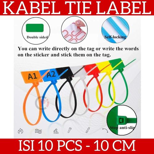 Jual Isi 10 Pcs Cable Ties Tie Pengikat Kabel Dengan Tag Label 100mm ...