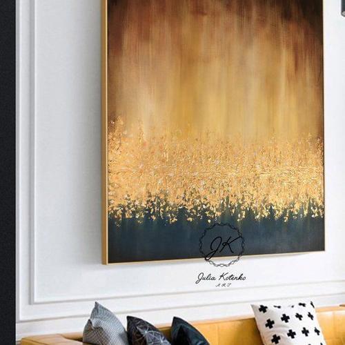 Jual lukisan dinding lukisan abstrak modern gold elegan dekorasi ...