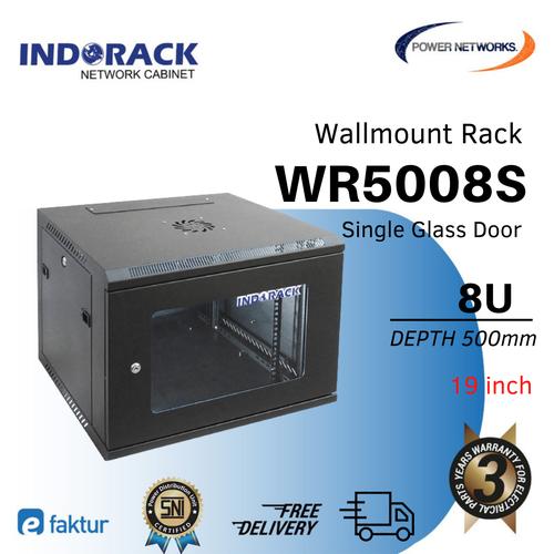Jual INDORACK WALLMOUNT RACK WR5008S SINGLE GLASS DOOR 8U DEPTH 500mm ...