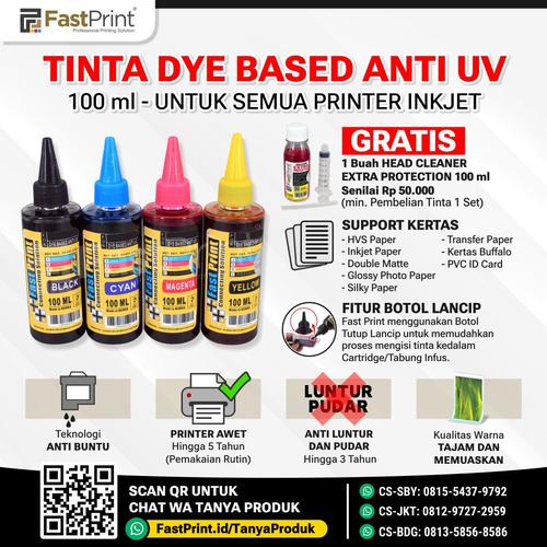 Jual Fast Print Refill Tinta Dye Based Anti UV 100ML - Black - Kota ...