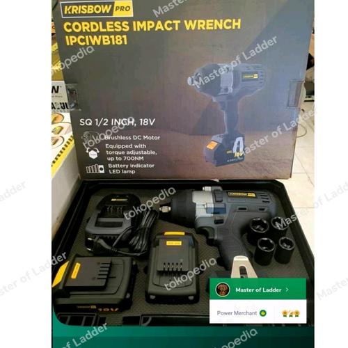 Promo Impact Wrench Cordless Heavy duty Krisbow Pro Brushless DC motor ...