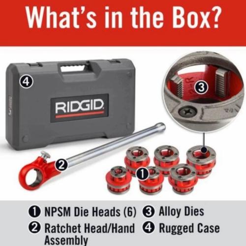 Jual Alat Snai Manual Drat Pipa Set Ridgid 12R 36475 size 1/2 - 2 inch ...