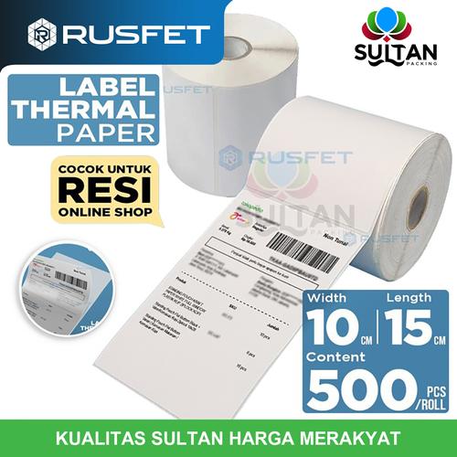 Jual Label Kertas Stiker Thermal 10x15 500 Resi Paper sticker RUSFET ...