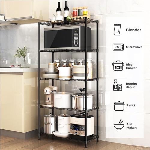 Jual 【ZEN】Rak penyimpanan 5 tingkat stainless steel rak dapur serbaguna ...