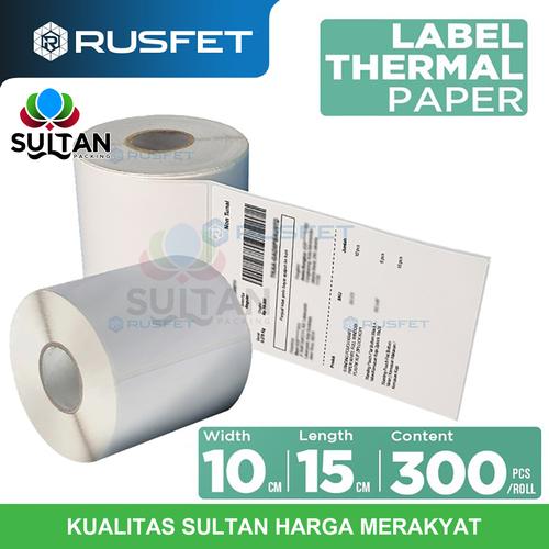 Jual Label Kertas Stiker Thermal 10x15 300 Resi Paper sticker RUSFET ...